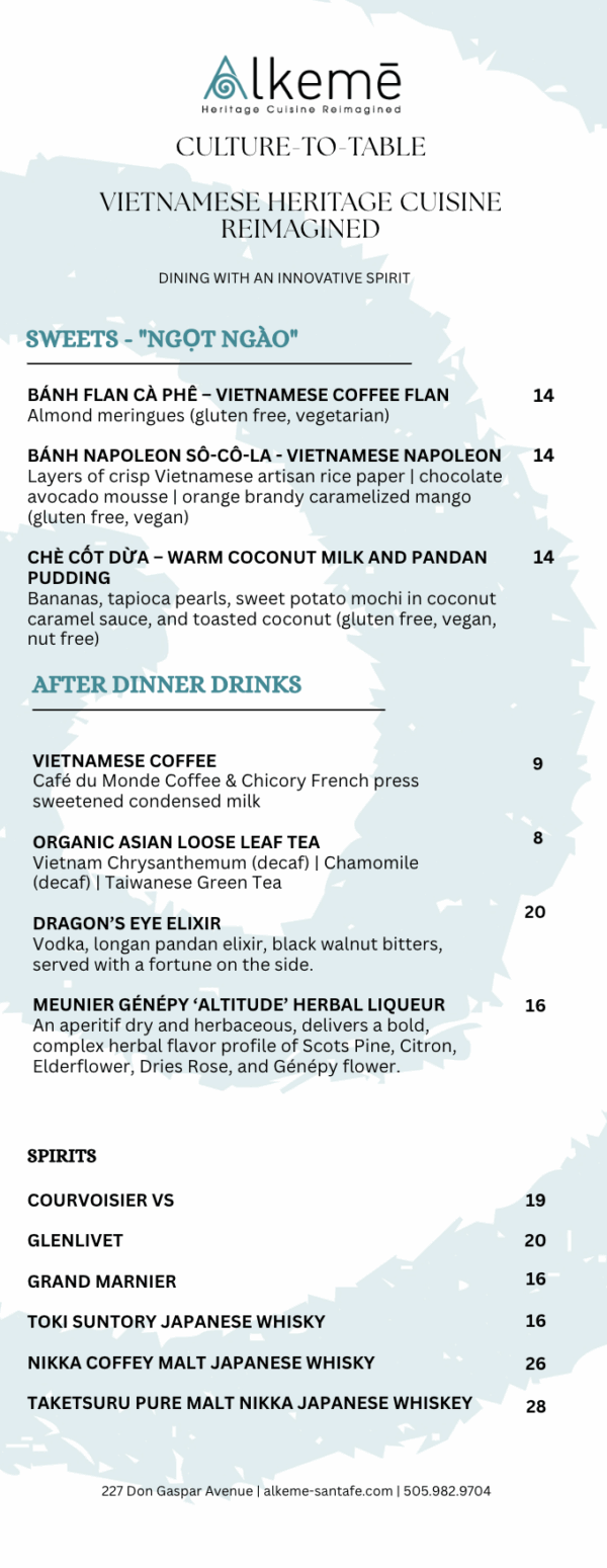 Menu at Alkeme SantaFe